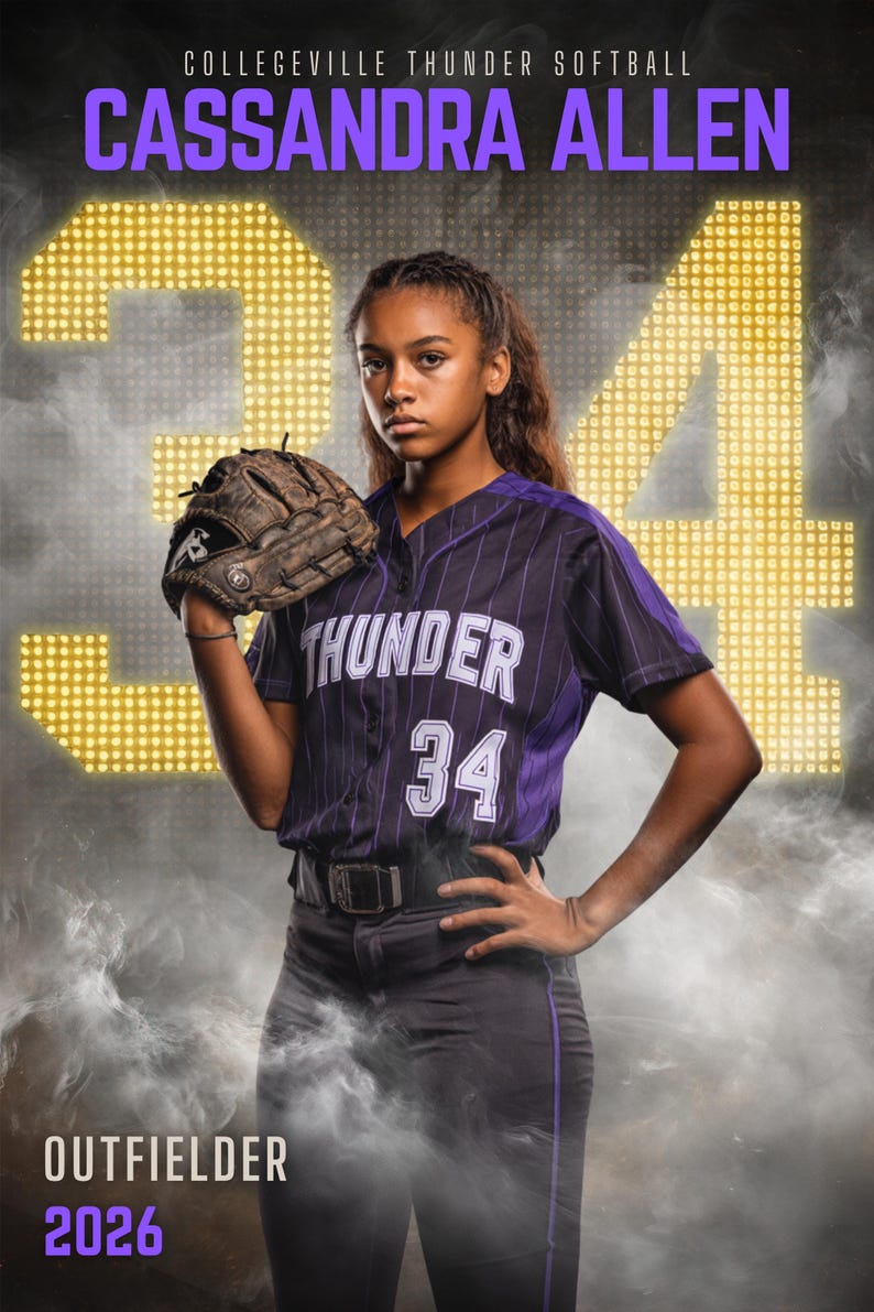 Softball Poster Template | Editable in Canva | Custom Poster, Senior ...