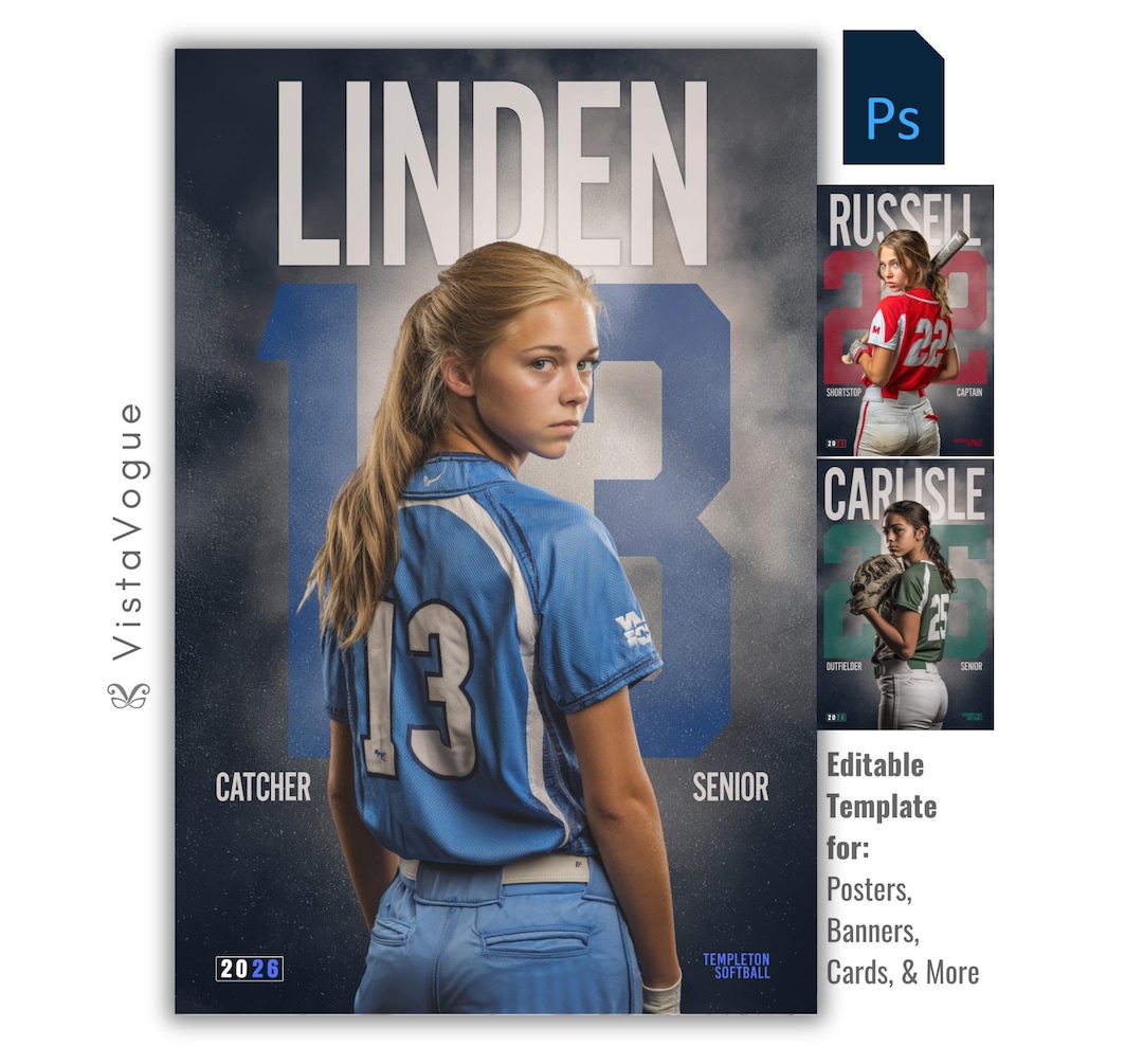 Softball Photoshop Template | Softball Player Cards, Custom Sports ...