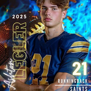 Blue Fire Football Poster Template | Editable in Canva | Digital ...