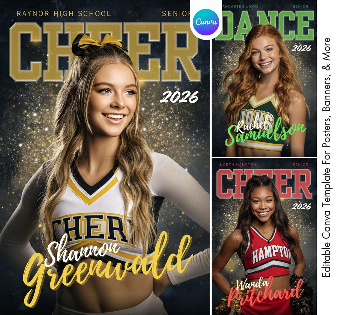Cheerleading Poster Canva Template | Dance Poster, Cheer Banner, Memory ...