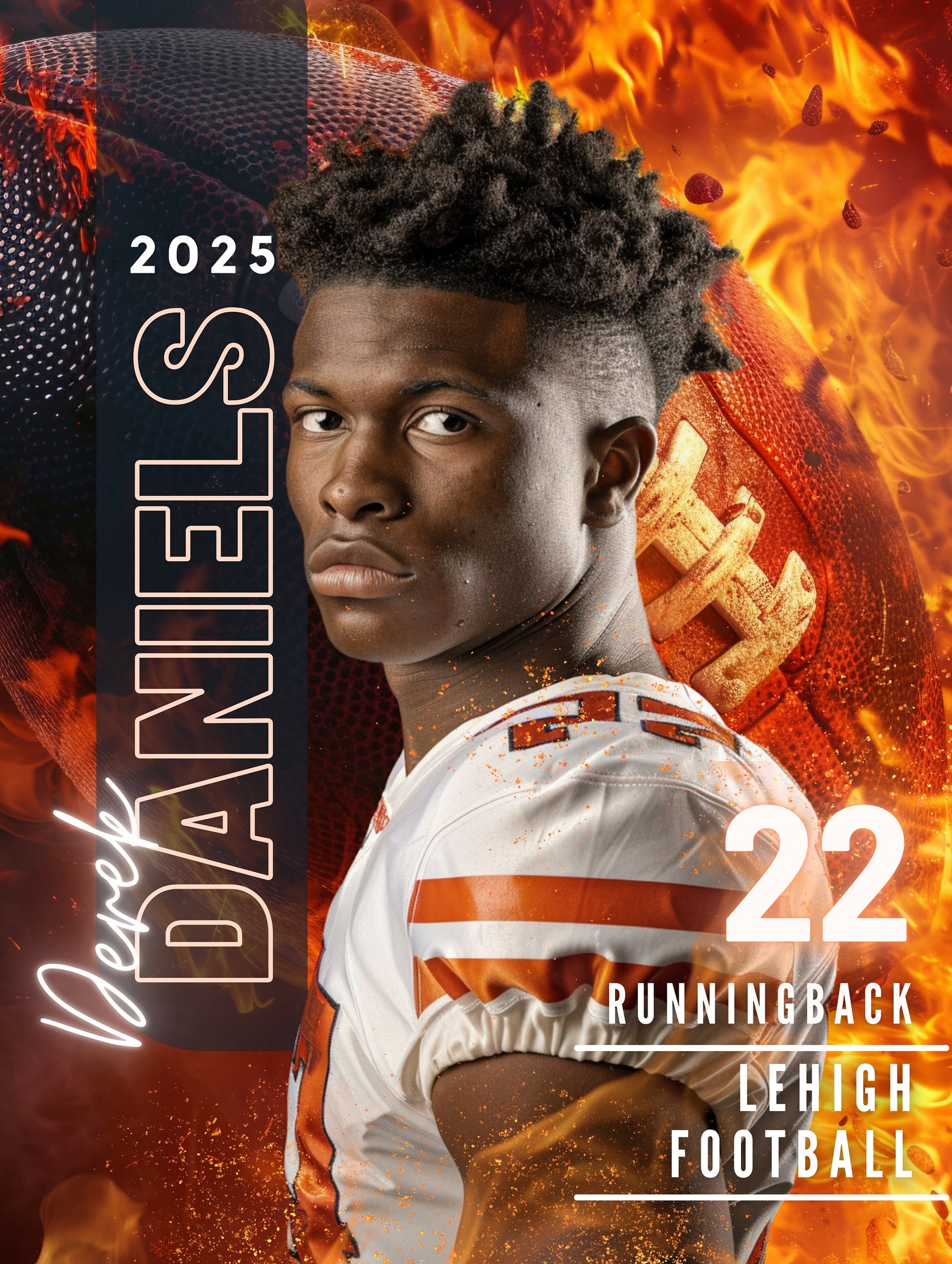 Football Poster Canva Template | Editable Fire Backdrop for Custom ...