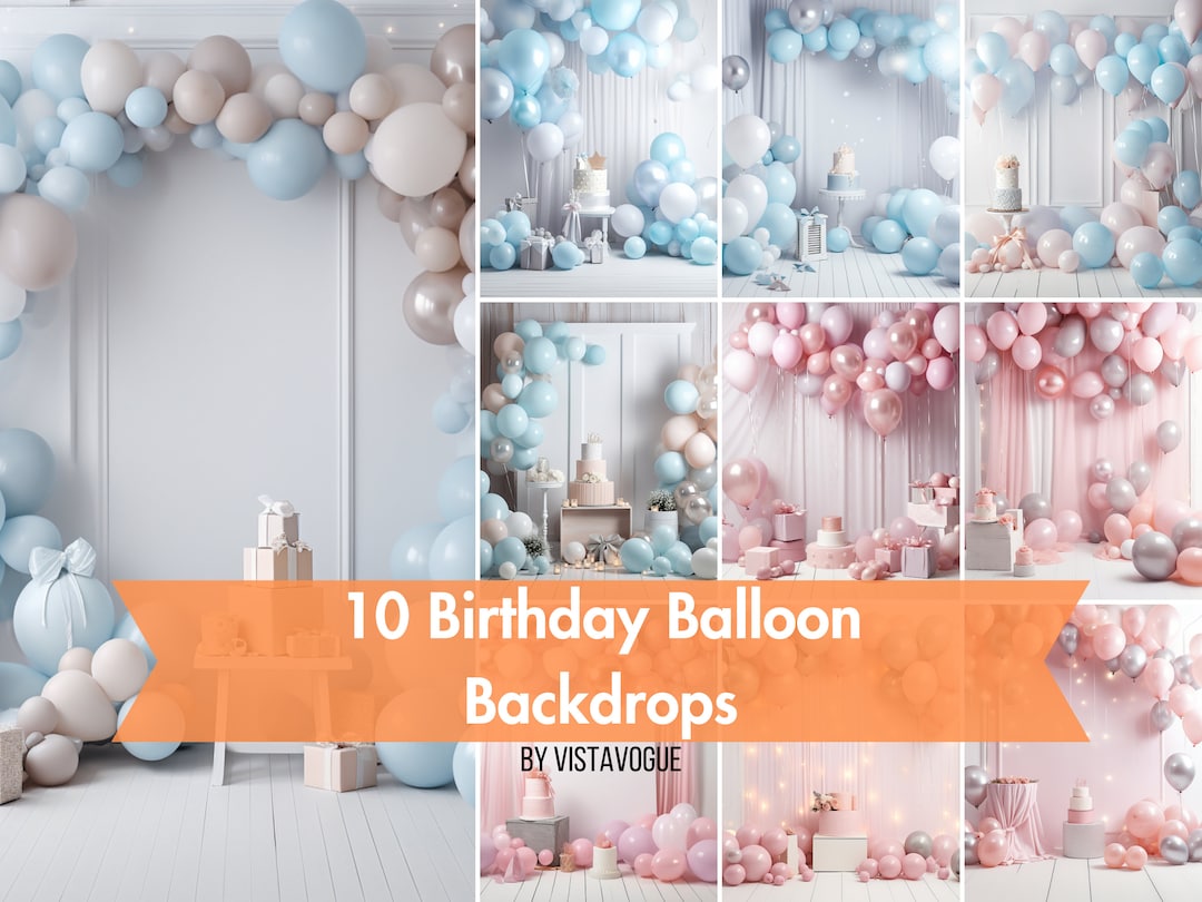 10 Baby Birthday Balloon Backdrops, First B-day Party Dream Backgrounds ...