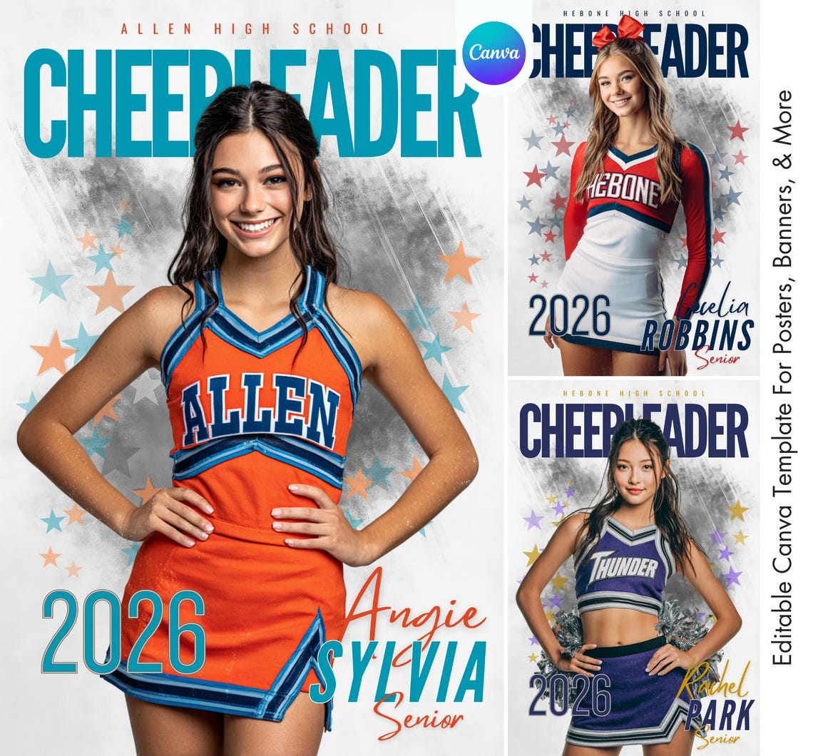 8 Cheer Canva Template Bundle | for Custom Dance Posters, Cheerleading ...
