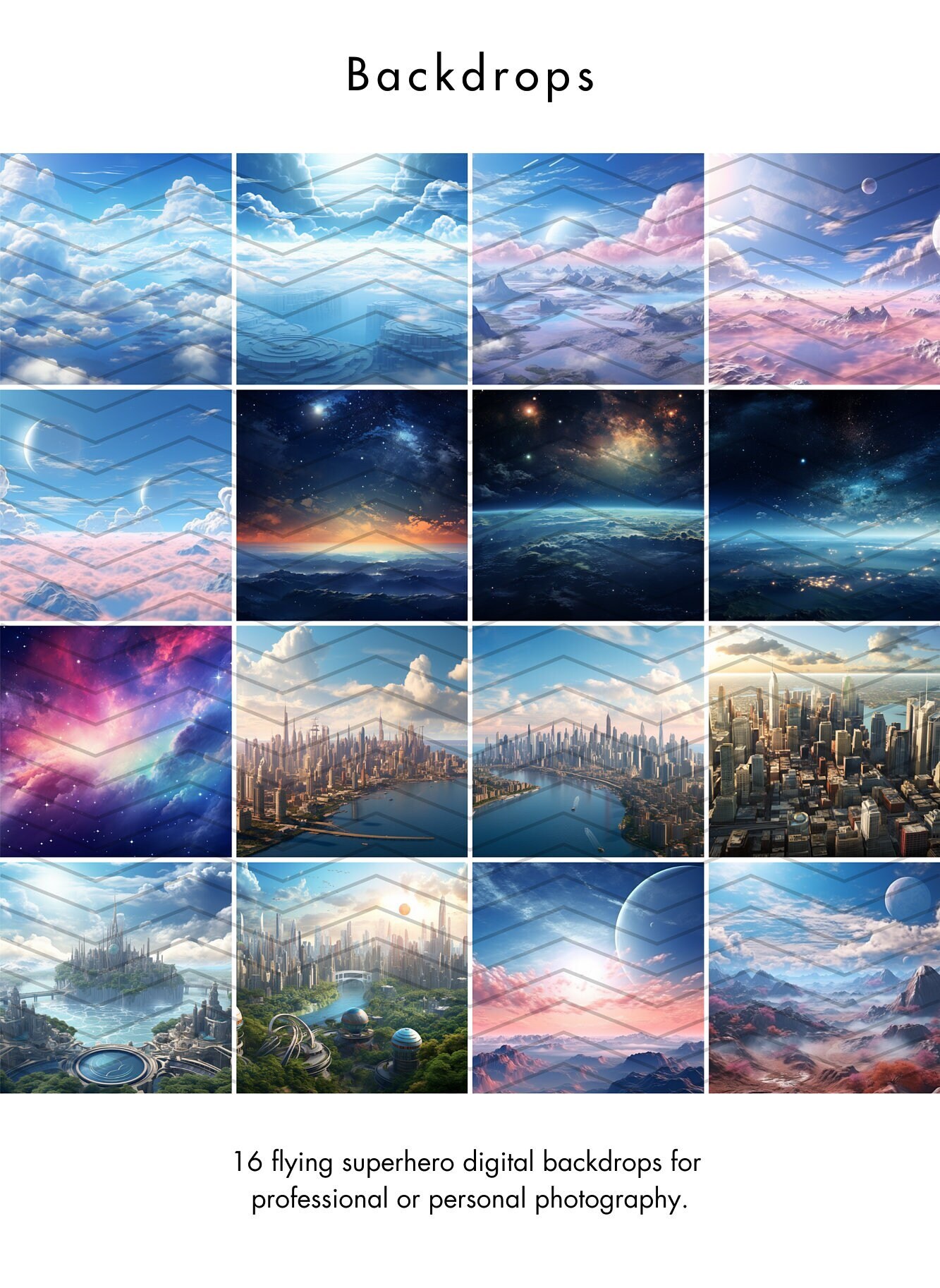 Superhero Digital Backdrop & Background: Moon, Sky, and City Photo ...