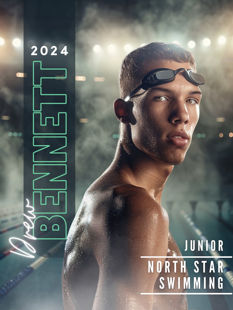 Swimming Poster Template | Editable in Canva | Swimmer Background for ...