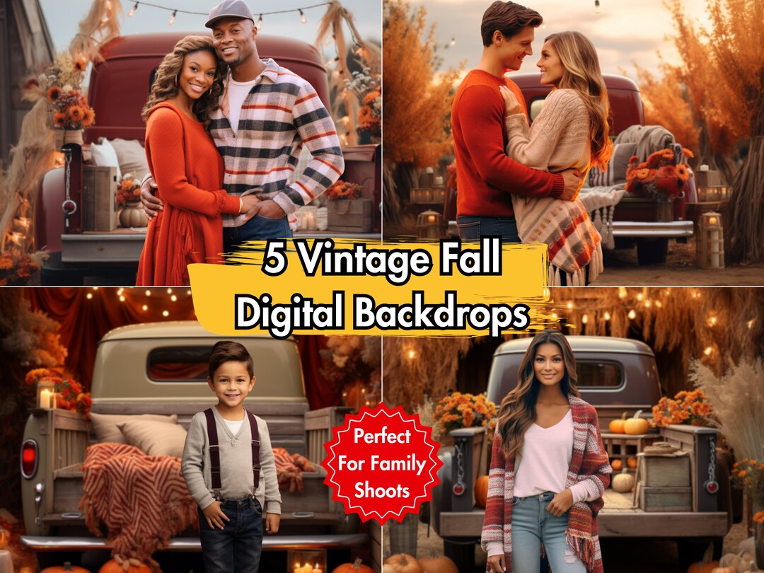 5 Fall Backdrops for Photography: Vintage Truck & Pumpkins - Rustic ...