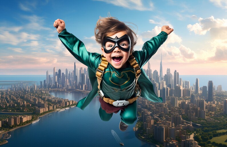 Superhero Digital Backdrop & Background: Moon, Sky, and City Photo ...