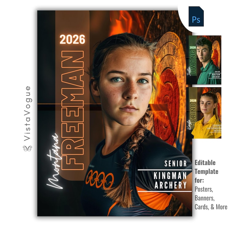 Archery Poster Photoshop Template | for Athlete Banner & Custom Archery ...