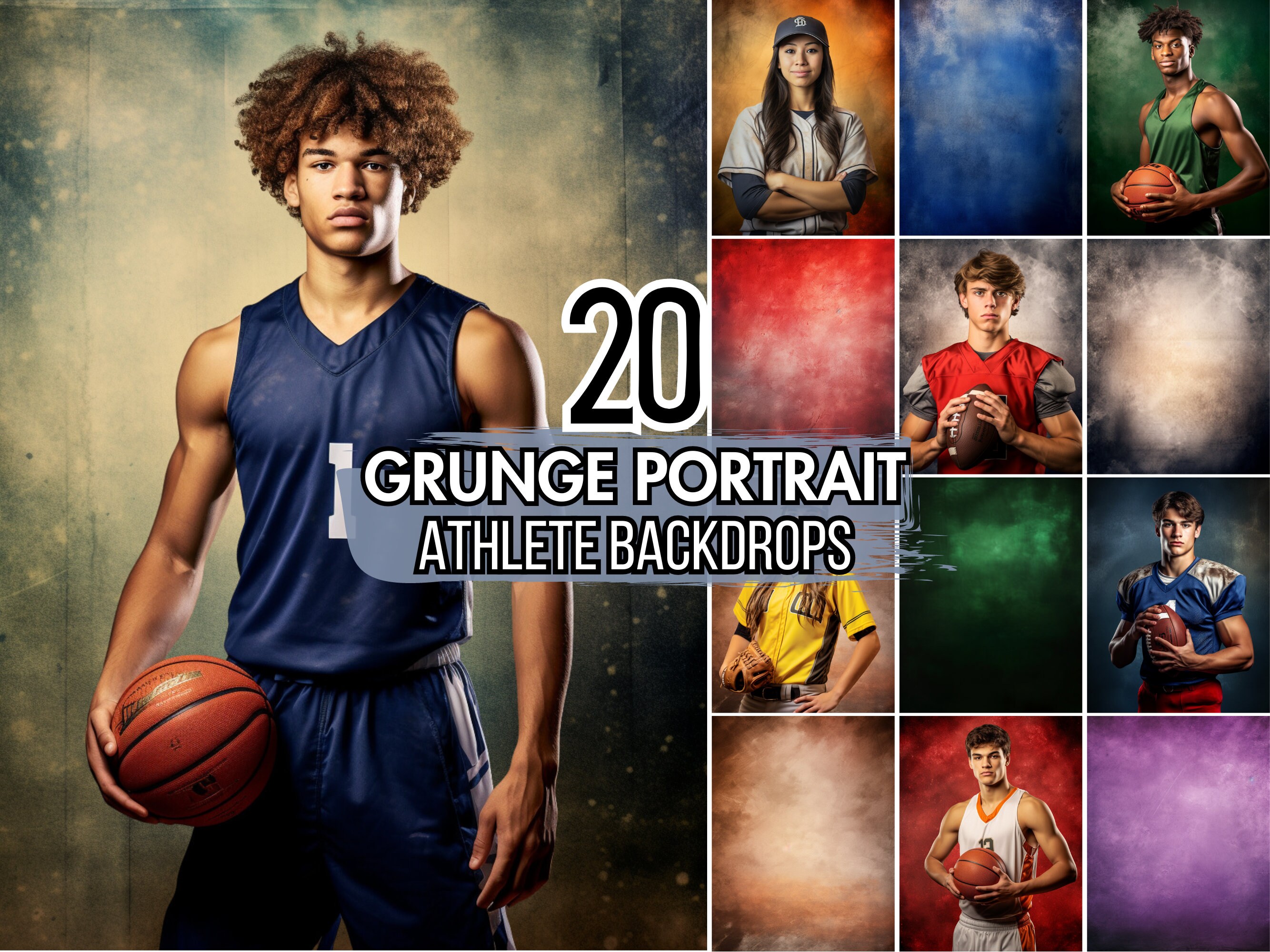 20 Grunge Athlete Photo Backgrounds: Digital Sports Backdrops for ...