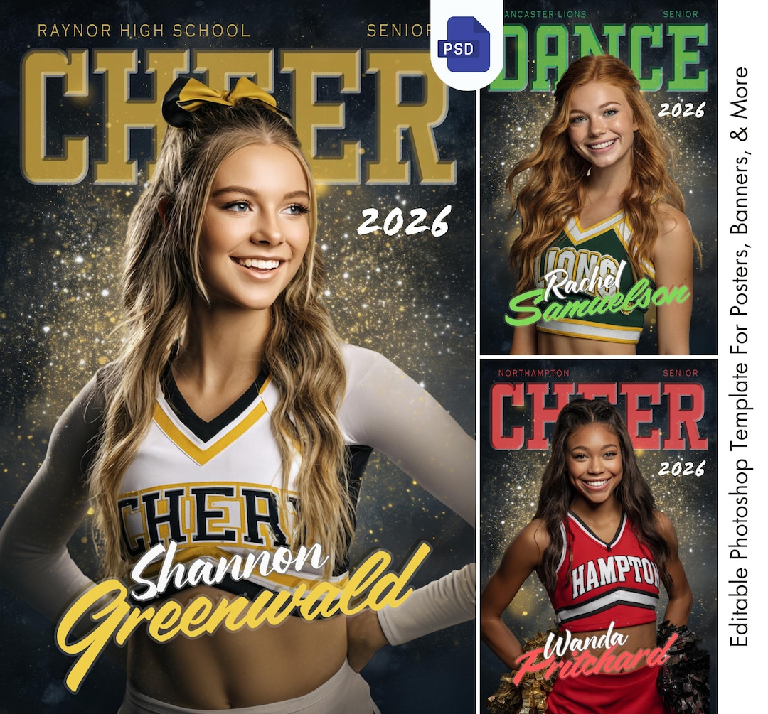 Cheerleading Poster Photoshop Template | Dance Poster, Cheer Banner ...