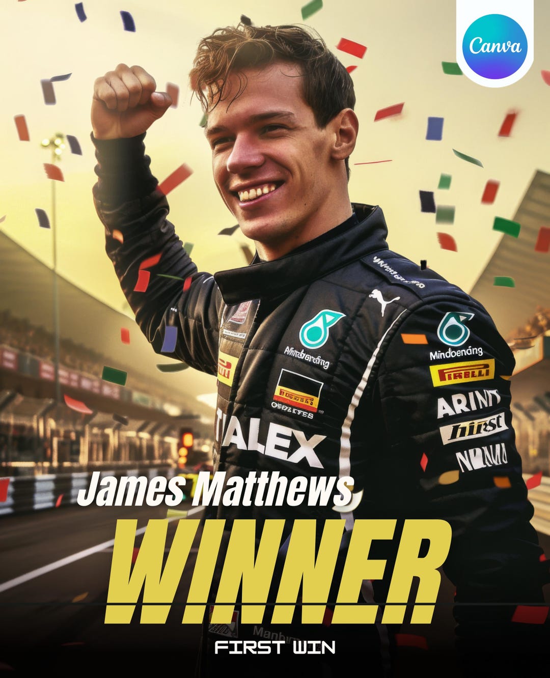 Formula One Racer Canva Template | Custom Poster Template, Sports ...