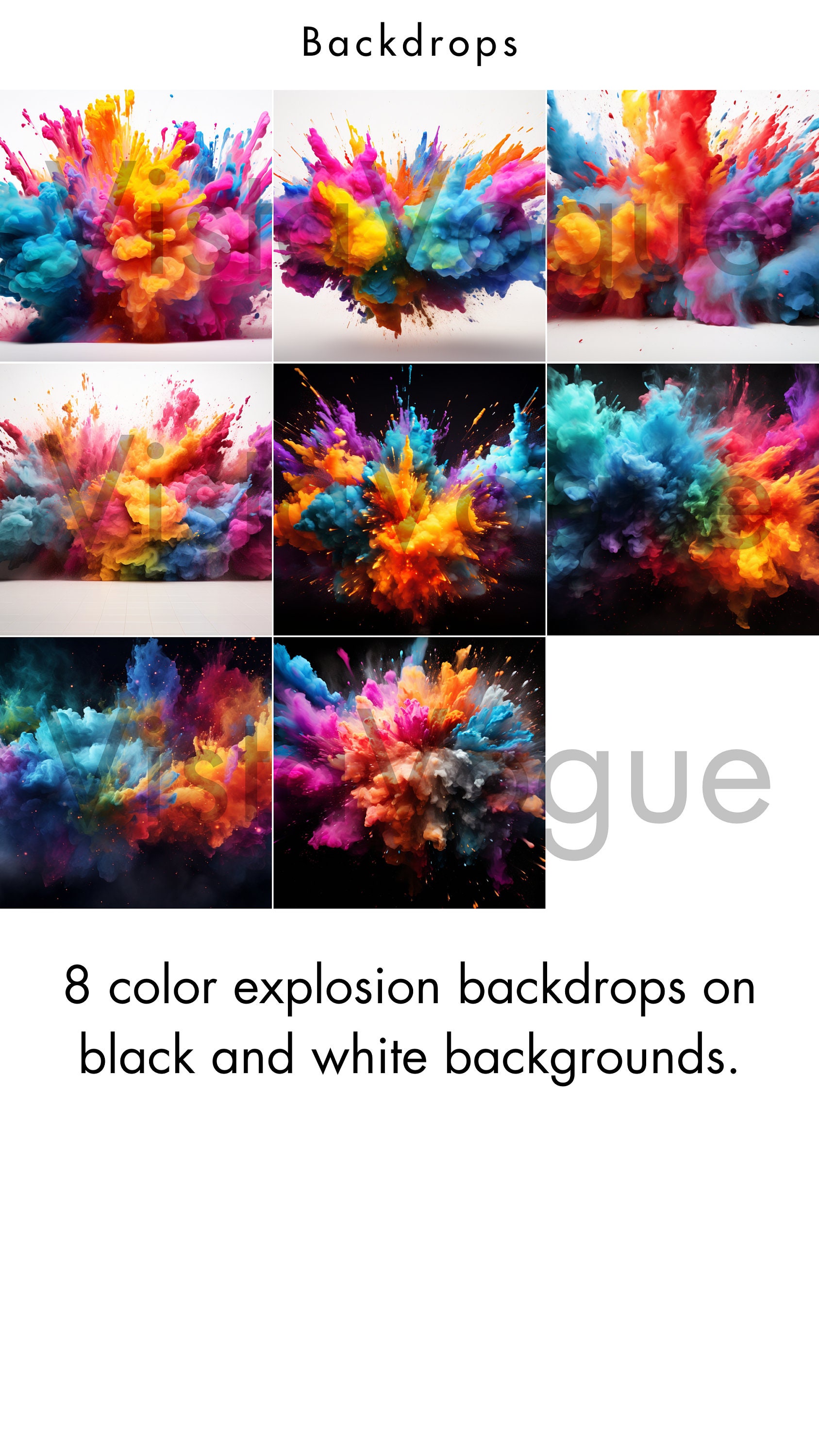 8 Color Explosion Digital Backdrops | Colorful Smoke Background | Color ...