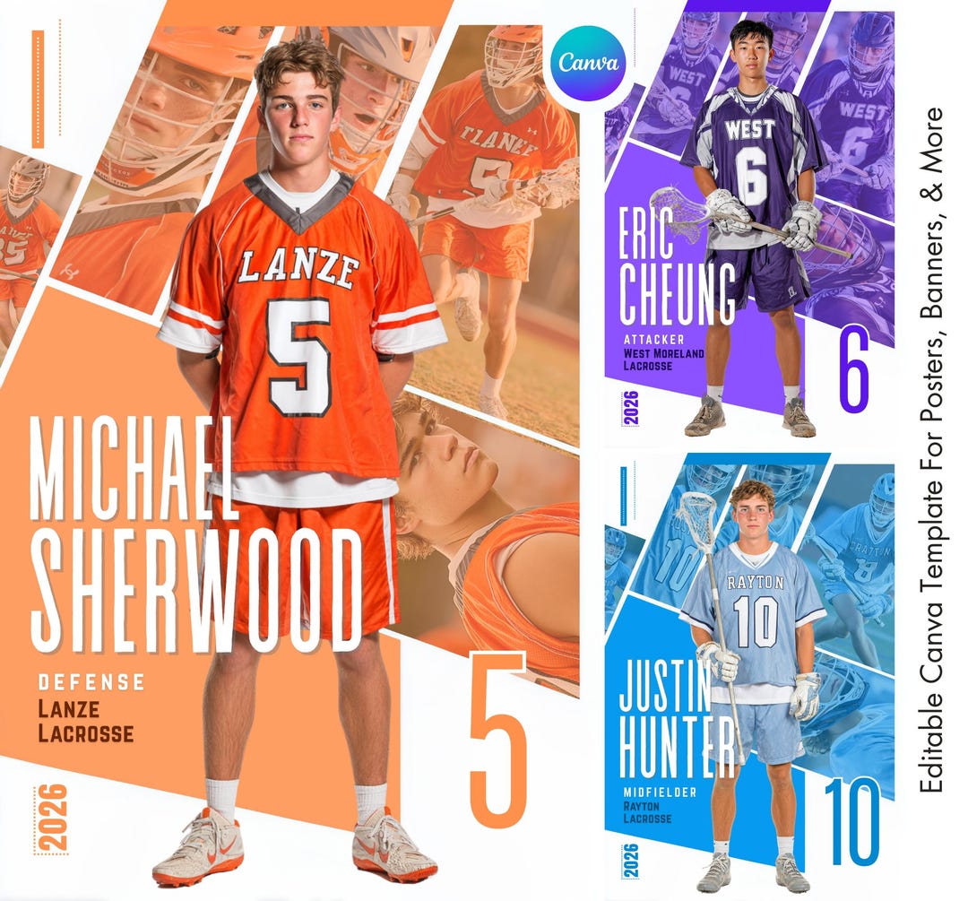 Lacrosse Poster Canva Template | Senior Lacrosse Banner, Lacrosse Card ...