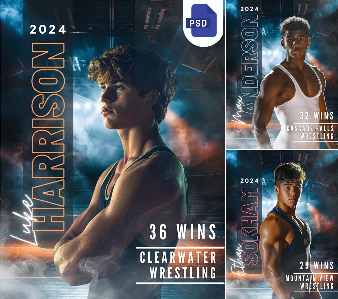 Wrestling Poster & Banner Photoshop Template | for Senior Sports ...