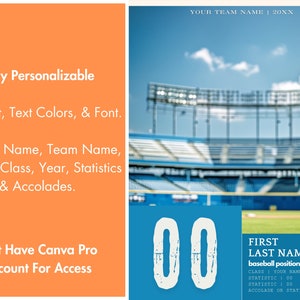 Baseball Card & Poster Canva Template | Baseball Background for Sports ...