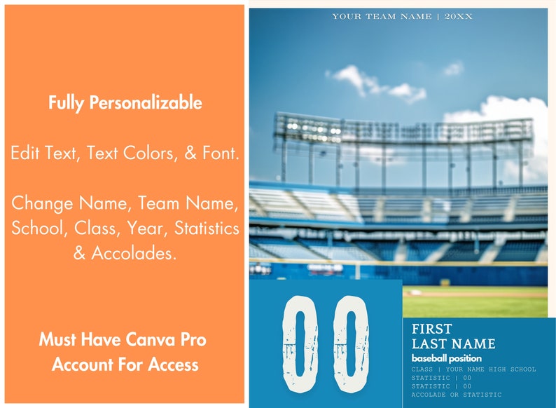 Baseball Card & Poster Canva Template | Baseball Background for Sports ...