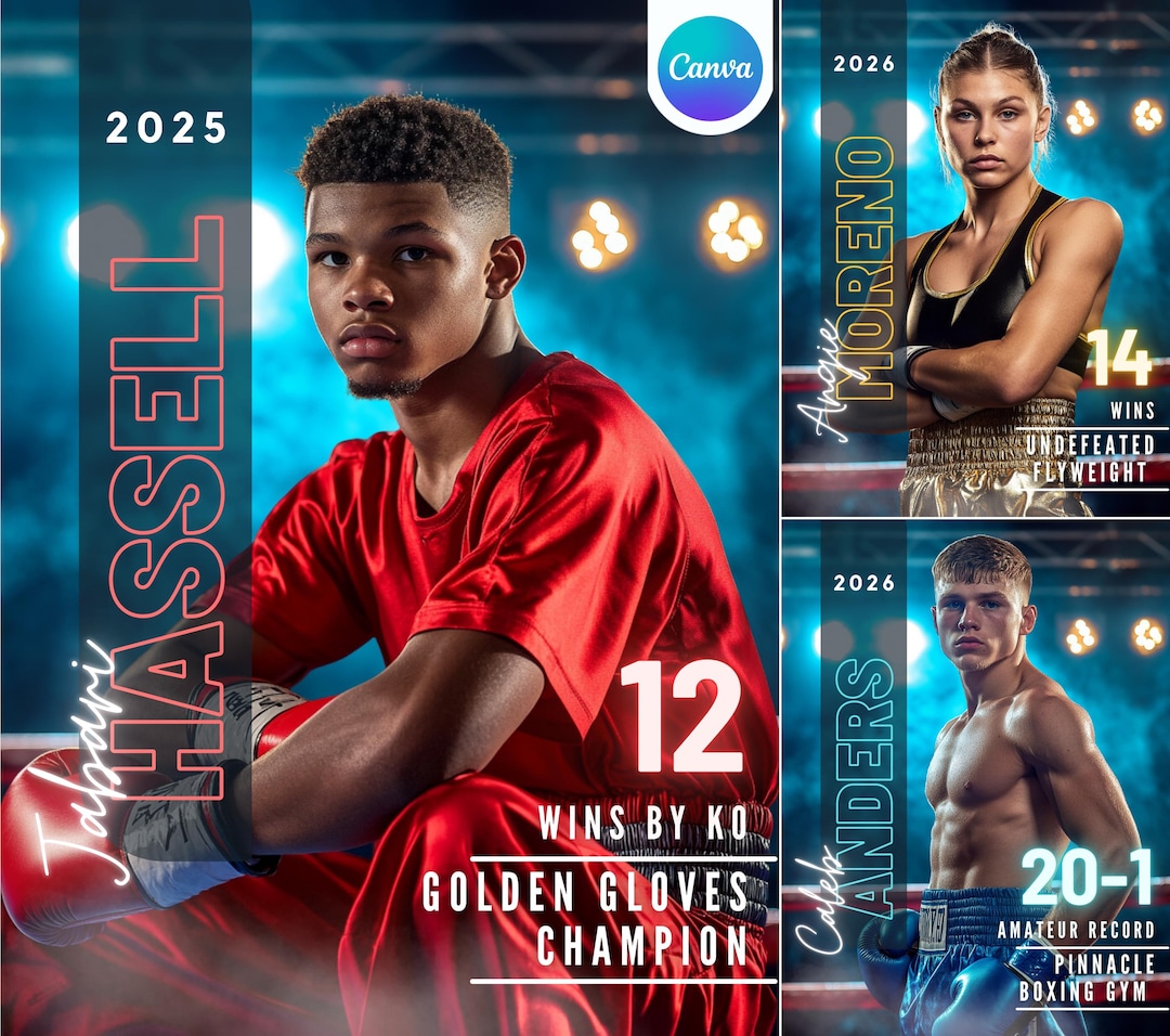 Boxing Poster Canva Template | Custom Boxing Poster Template, Sports ...