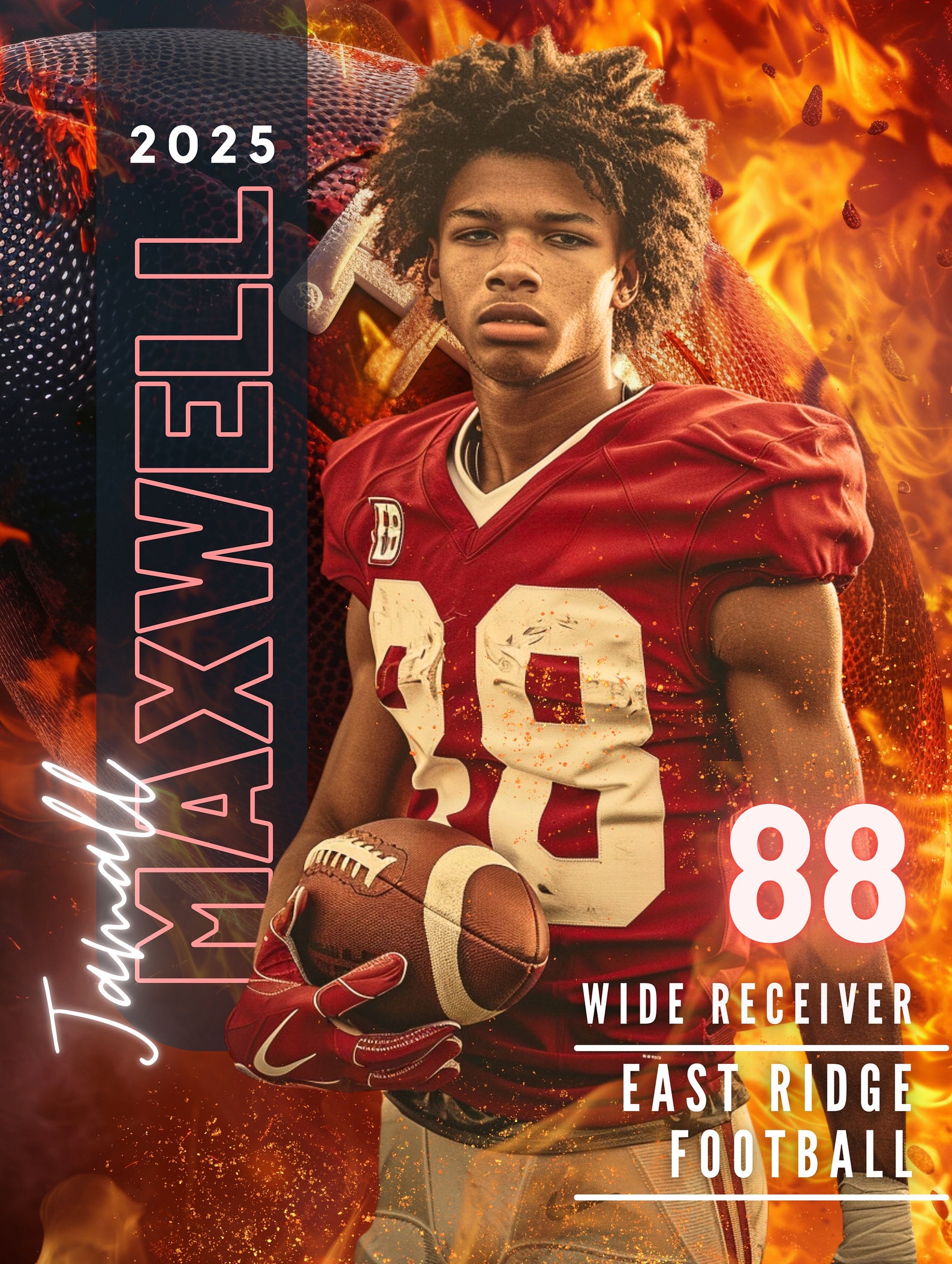 Football Poster Canva Template Fire Backdrop for Custom Sports Posters ...
