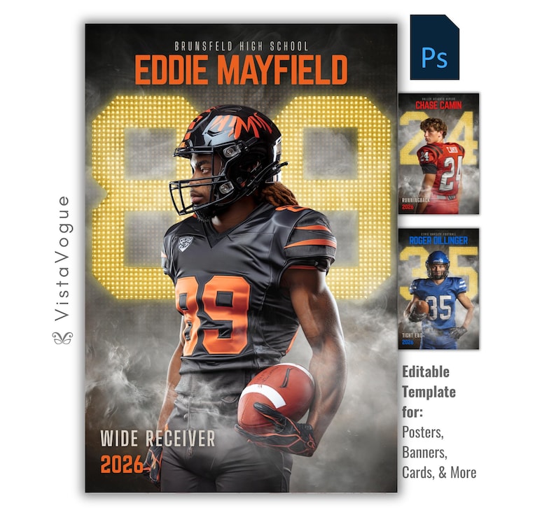 Football Photoshop Template | Custom Sports Poster, Football Banner ...