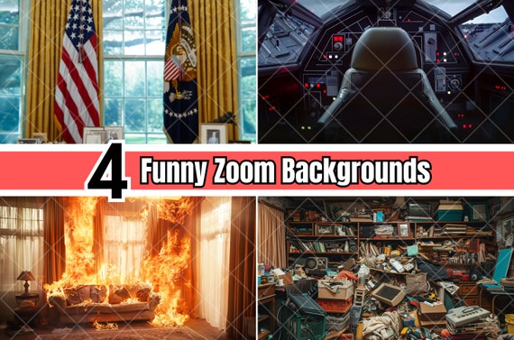4 Funny Zoom Virtual Backgrounds Hilarious Zoom Backdrops Funny Backgrounds for Work Best Video Backgrounds Google Meeting Fun PNG Etsy UK