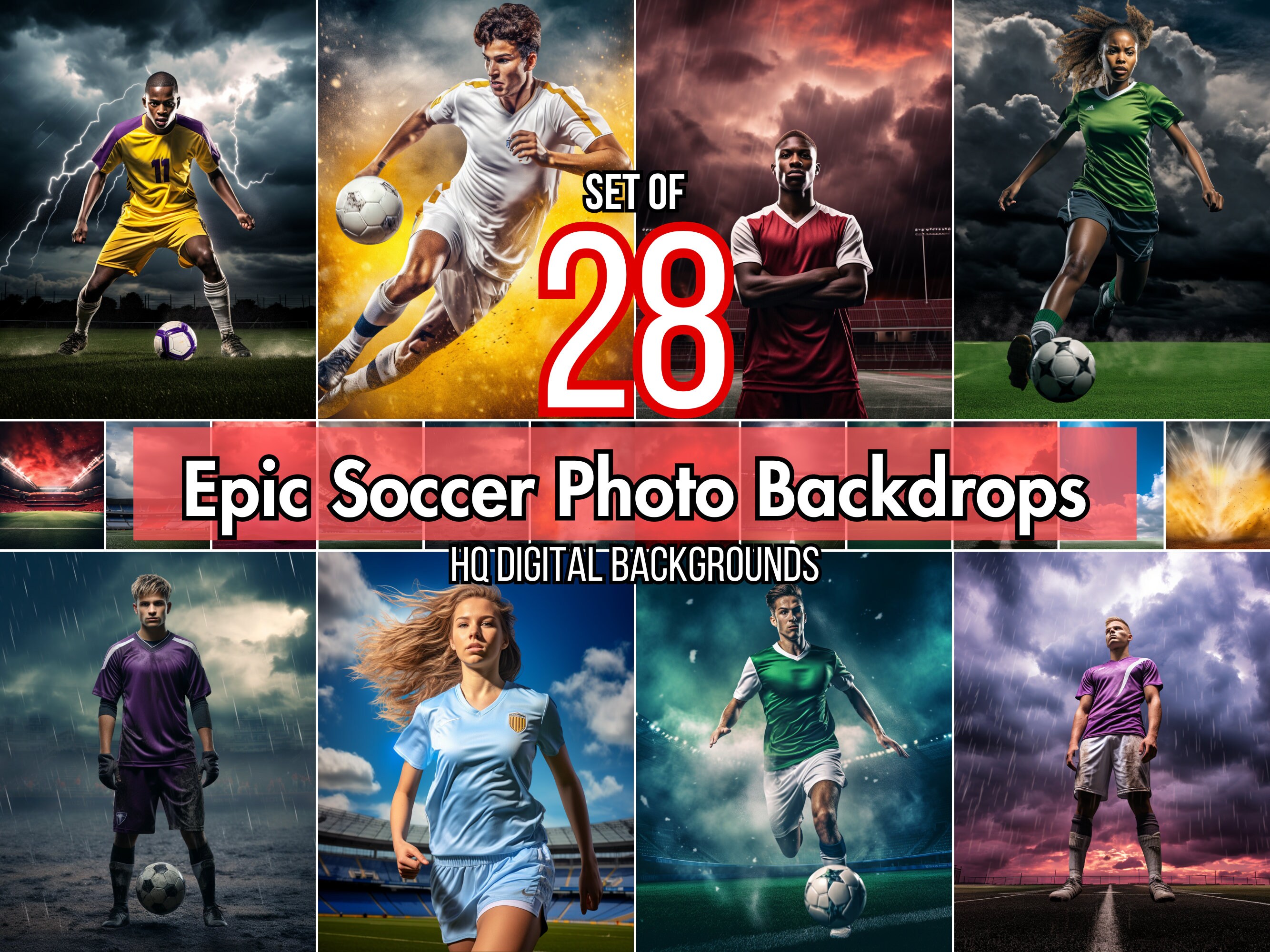 600+ Sports Background & Overlay Bundle | Digital Backdrops for Soccer ...