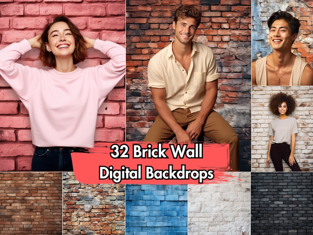 32 Brick Wall Digital Backdrops | Photography Backgrounds for Portraits ...