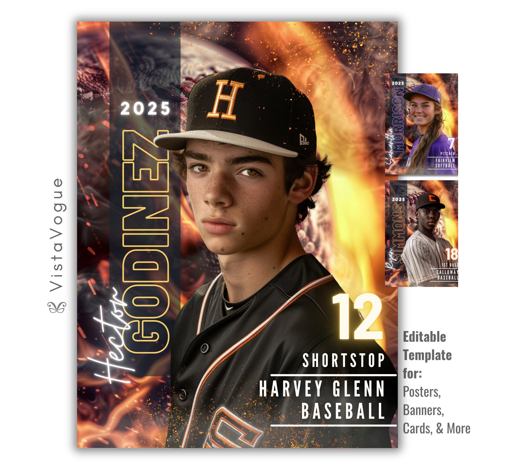 8 Baseball Poster Canva Template Bundle | Editable | Custom Posters ...