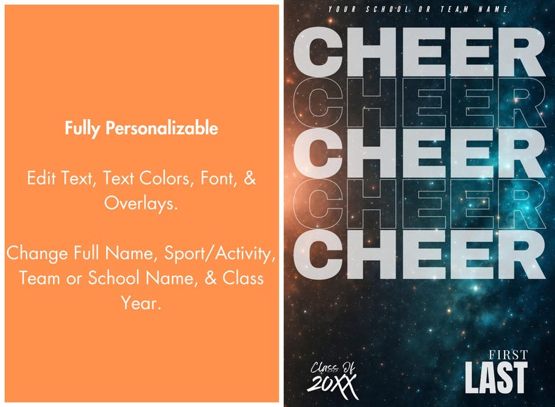 Cheer Poster Canva Template | Custom Cheer Banner, Dance Poster, Senior ...