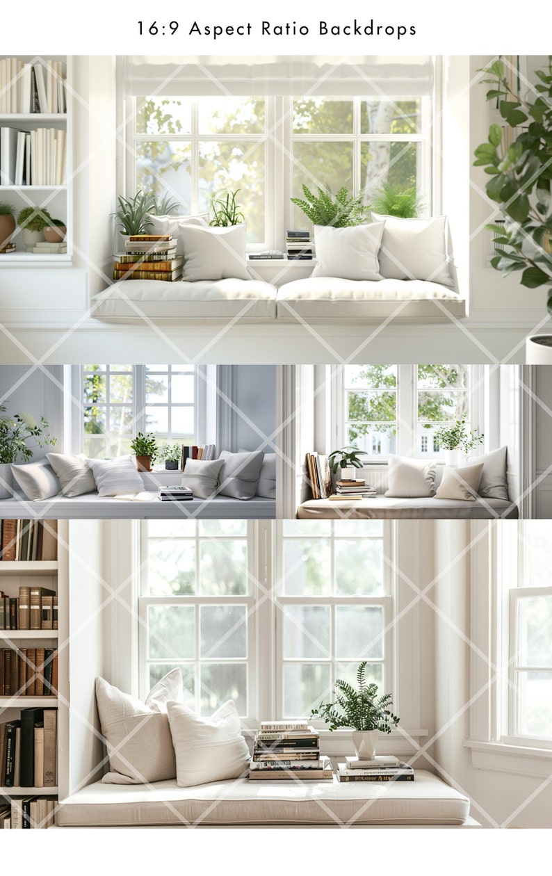 4 Zoom Virtual Background Modern Home Office Backdrops Elegant Window ...