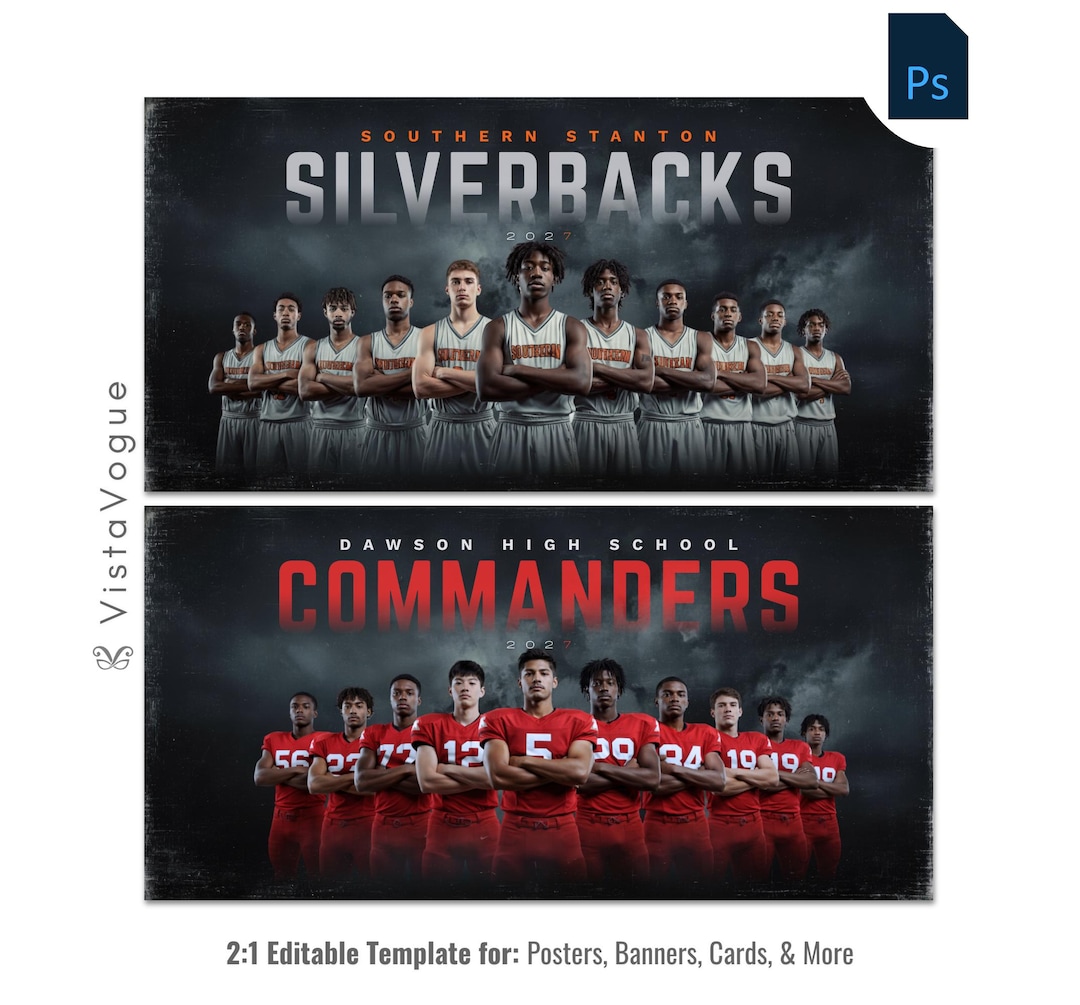 Sports Team Banner Photoshop Template | Custom Banners, Posters, Senior ...