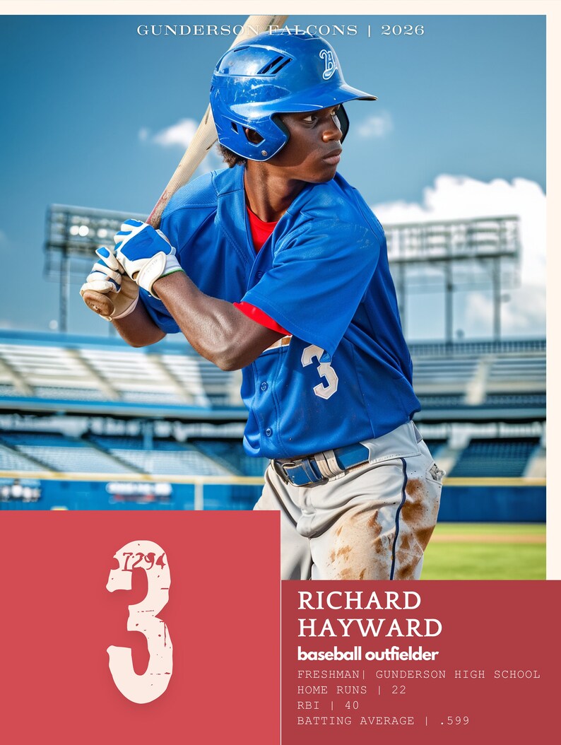 Baseball Card & Poster Canva Template | Baseball Background for Sports ...