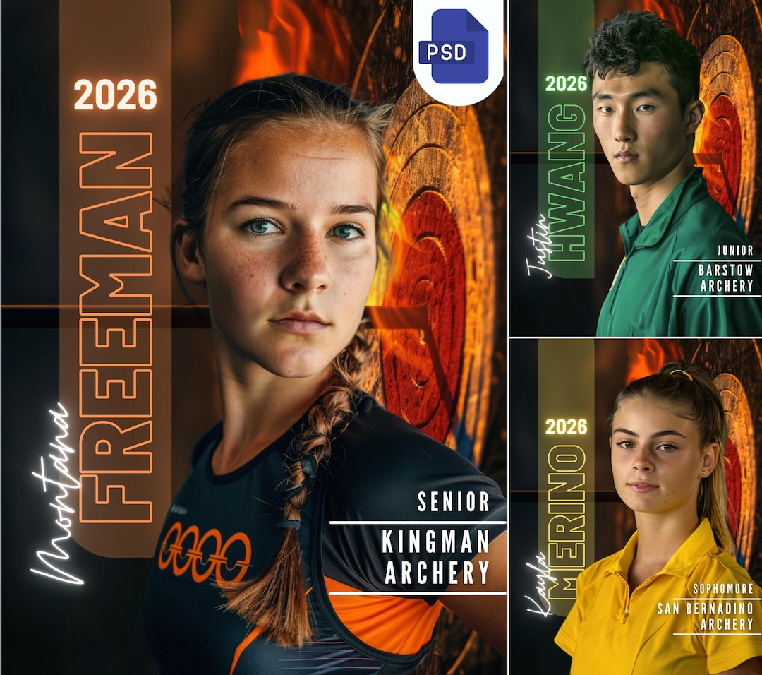 Archery Poster Photoshop Template | for Athlete Banner & Custom Archery ...