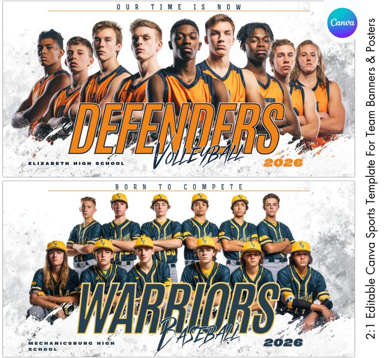 9 Sports Banners Canva Templates Bundle | Team Poster Templates for ...