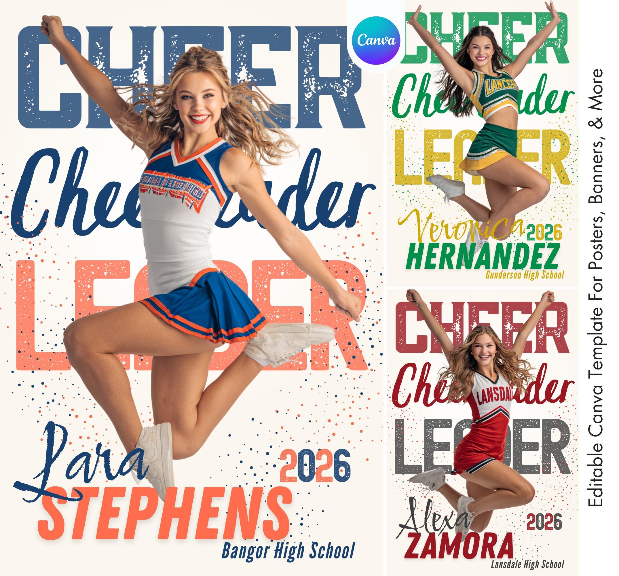 8 Cheer Canva Template Bundle | for Custom Dance Posters, Cheerleading ...