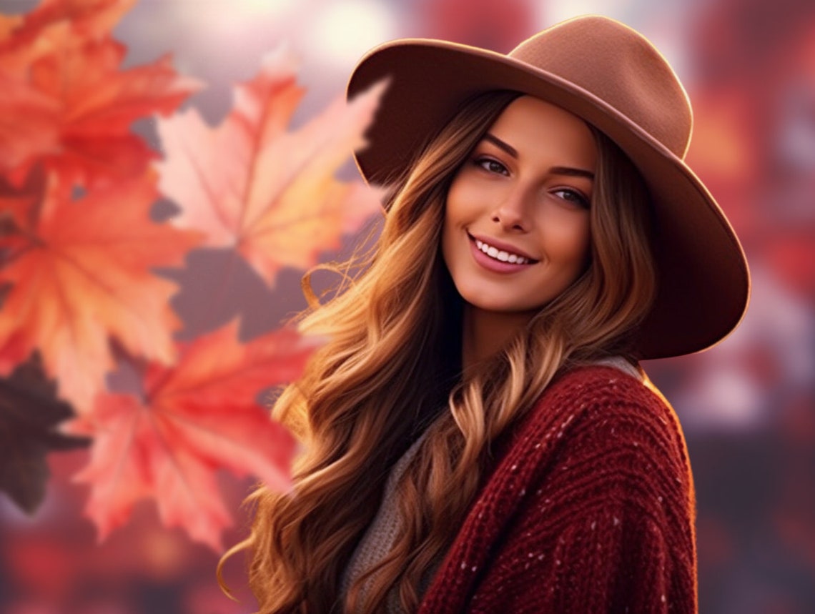 22 Fall Backdrops & Photo Overlays | Digital Autumn Forest Background ...