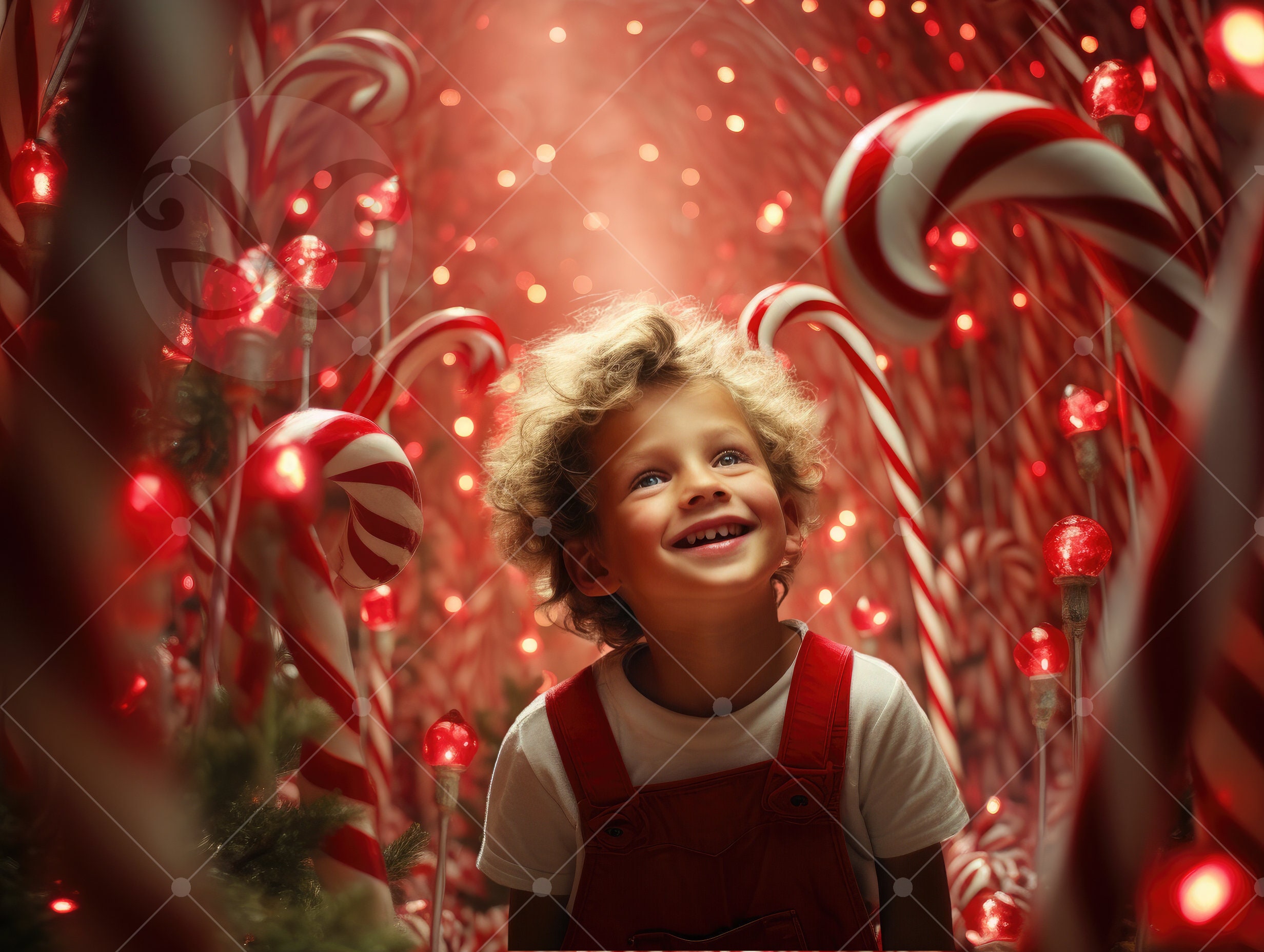 Candy Cane Forest Digital Background Christmas Photo Backdrop Family ...