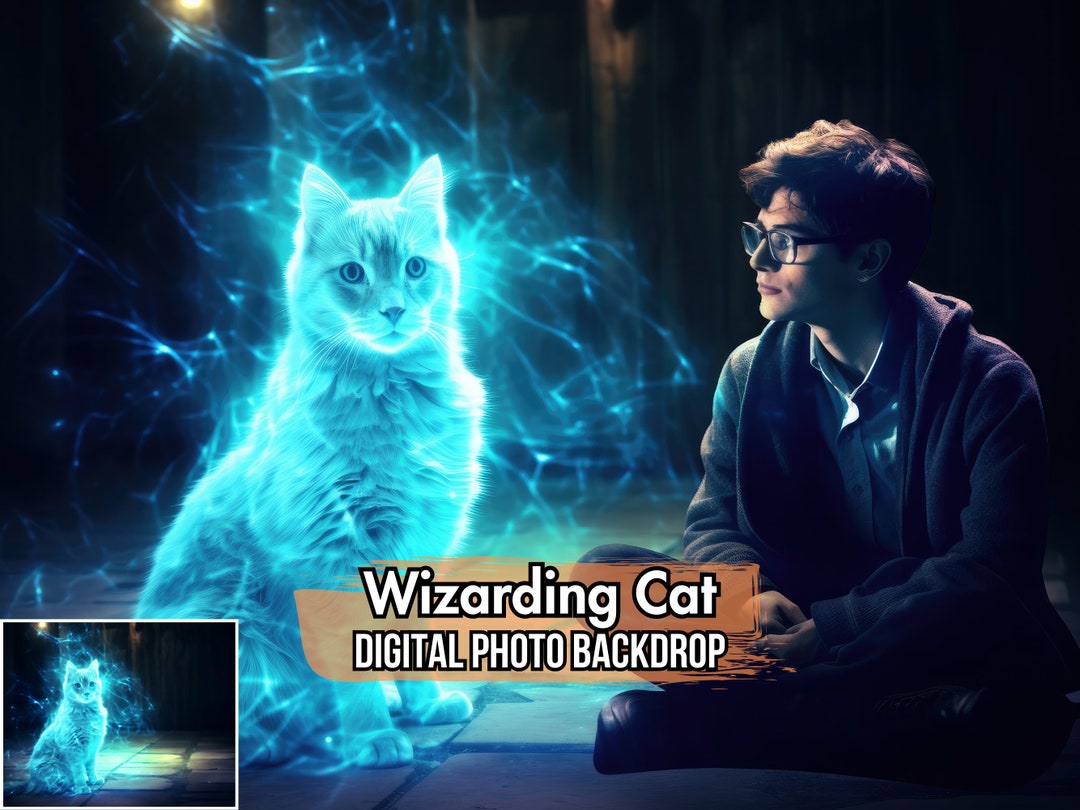 Magical Wizard Cat Patronus Digital Backdrop | Enchanting ...
