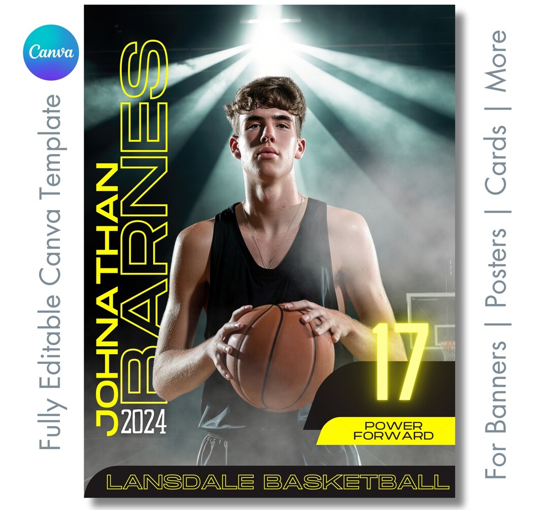 Basketball Poster Template for Canva Senior Sports Poster Digital ...