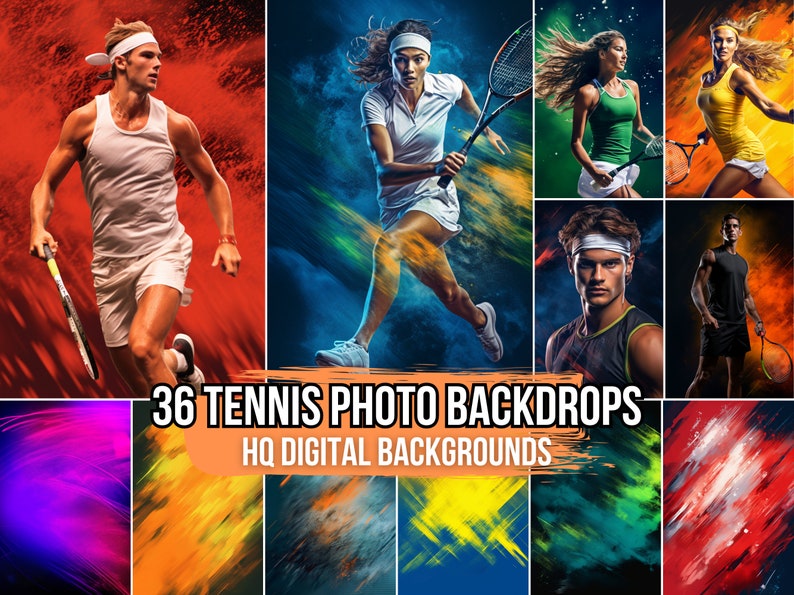 36 Tennis Photo Backgrounds & Digital Sports Backdrops | Digital ...
