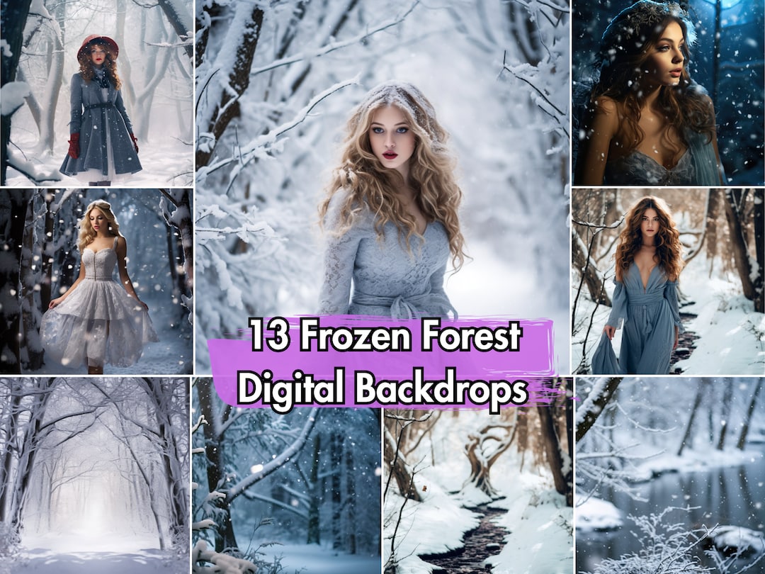 13 Enchanted Winter Forest Digital Backdrops | Snowy Wonderland for ...