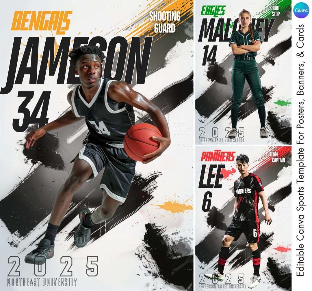 Custom Sports Canva Template | for Baseball Card Template, Football ...