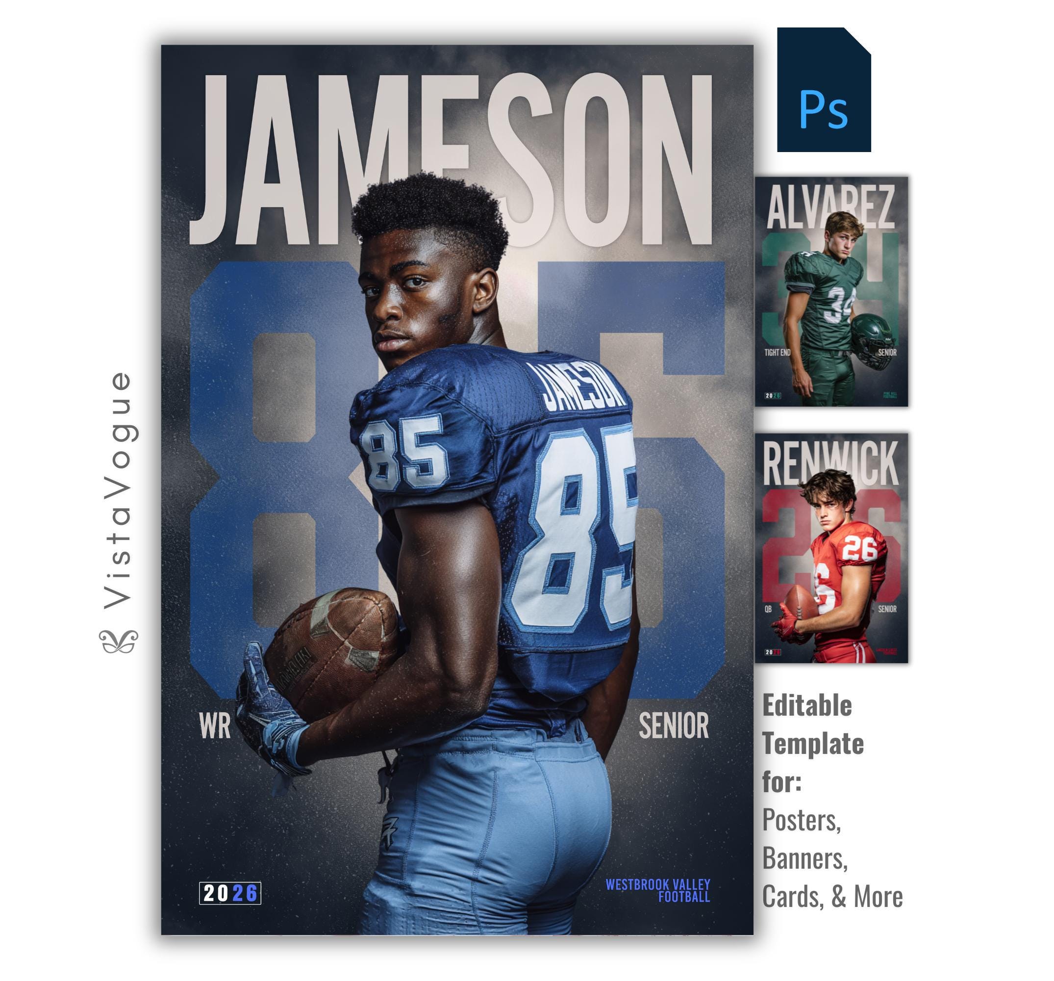 Football Photoshop Template | Player Cards, Custom Sports Posters ...