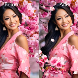 Cherry Blossom Tree Overlays: Digital Blossoming Branches, Flower Petal ...