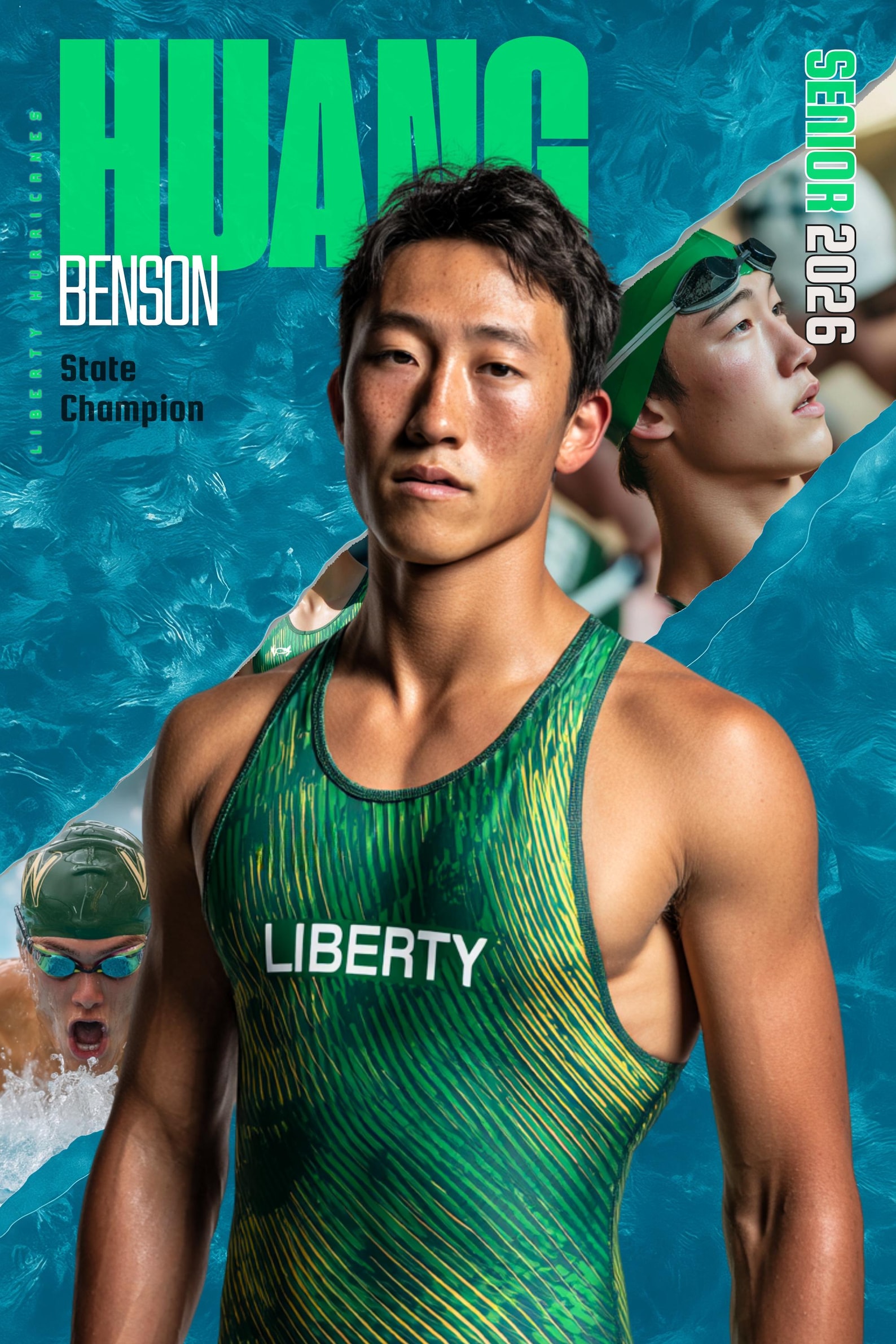 Swim Poster & Banner Canva Template | Swimmer Background for Memory ...