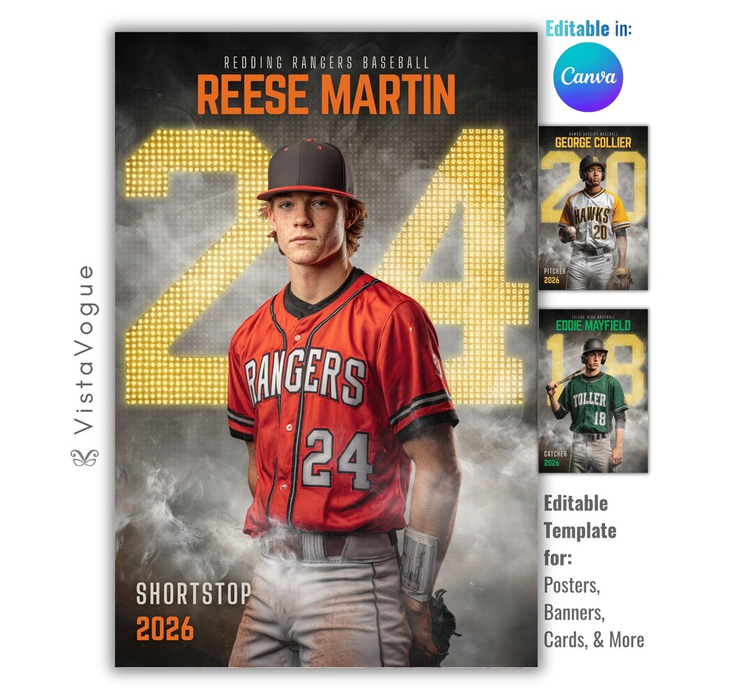 Baseball Poster Template | Editable in Canva | Custom Banner, Poster ...