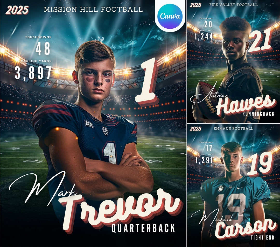 Football Poster Canva Template Backdrop | Background for Senior Sports ...