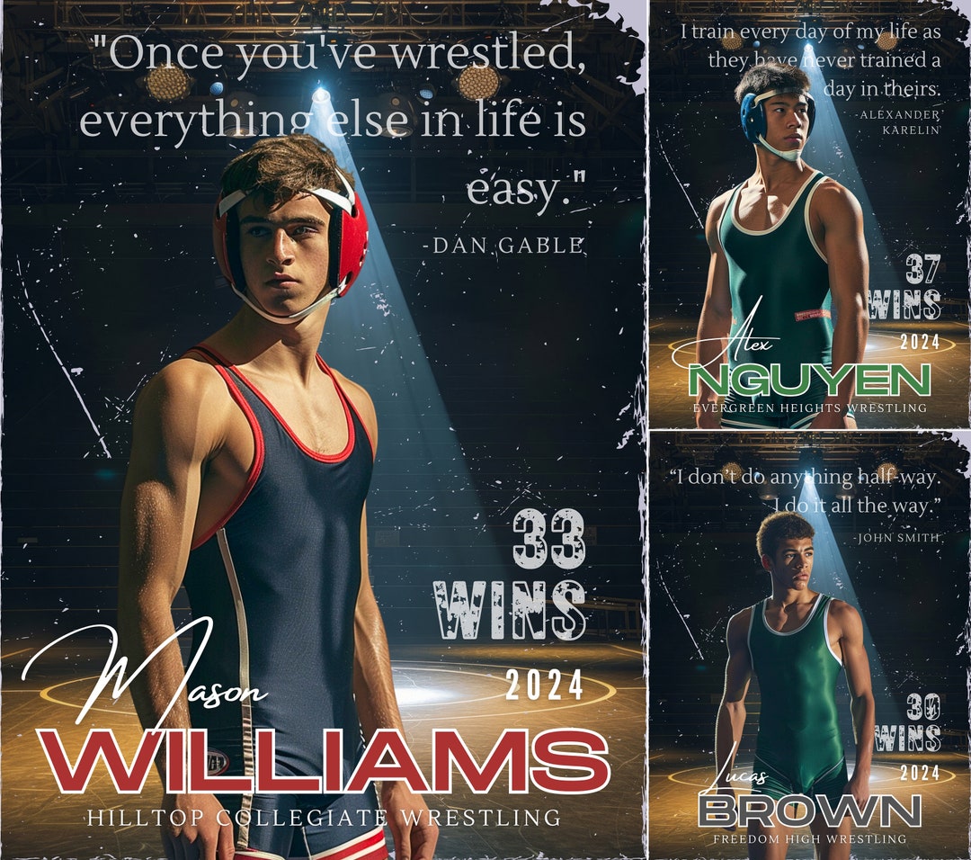 Wrestling Poster Canva Template | Senior Sports Posters, Custom Banner ...