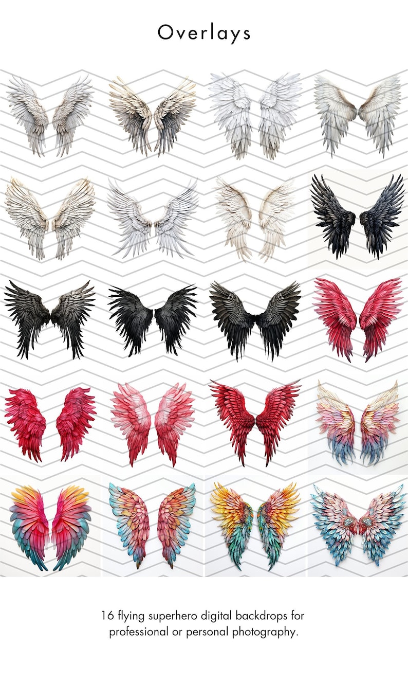 20 Angel Wing Overlays for Photoshop: Fairy Wings Angel - Etsy