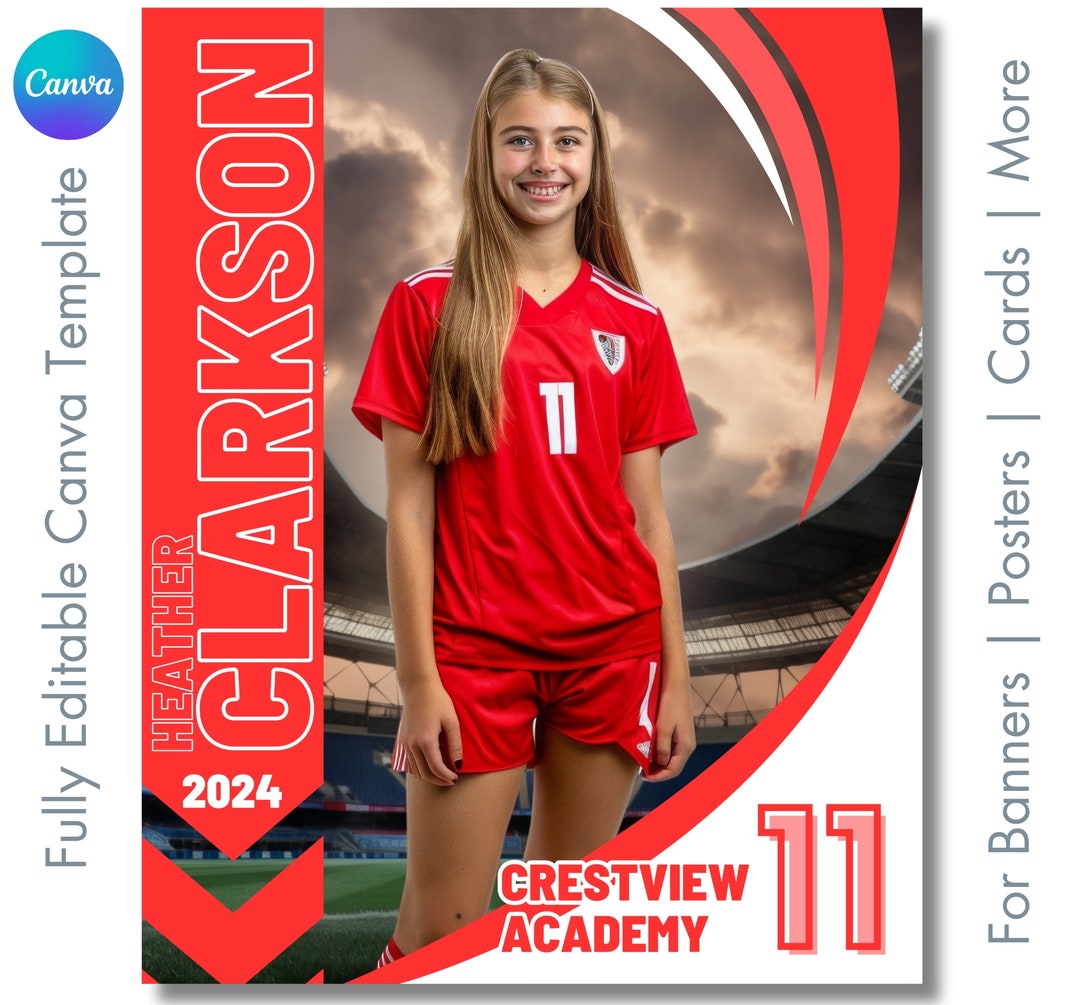 Canva Template for Soccer | Digital Background for Senior Sports Poster ...