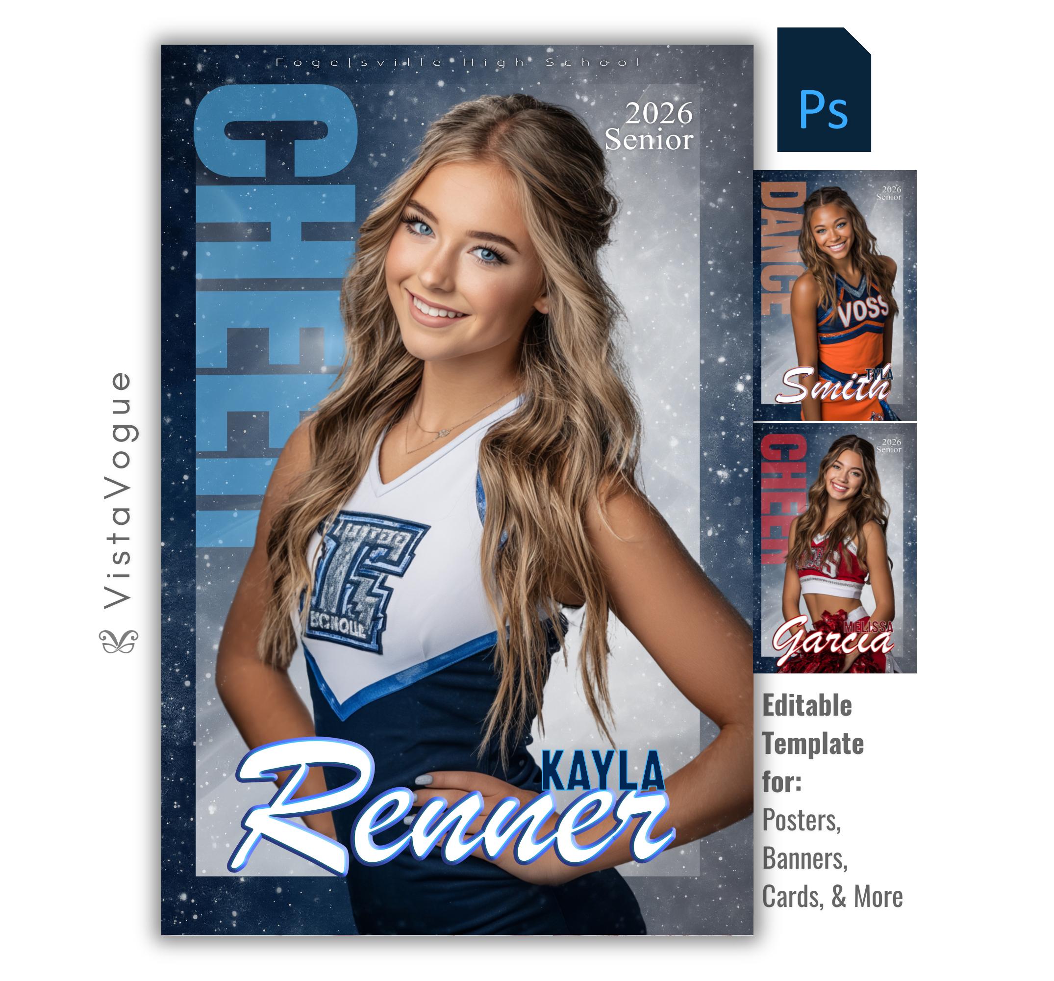 Cheer & Dance Photoshop Template | Sports Posters, Cheerleader Banners ...